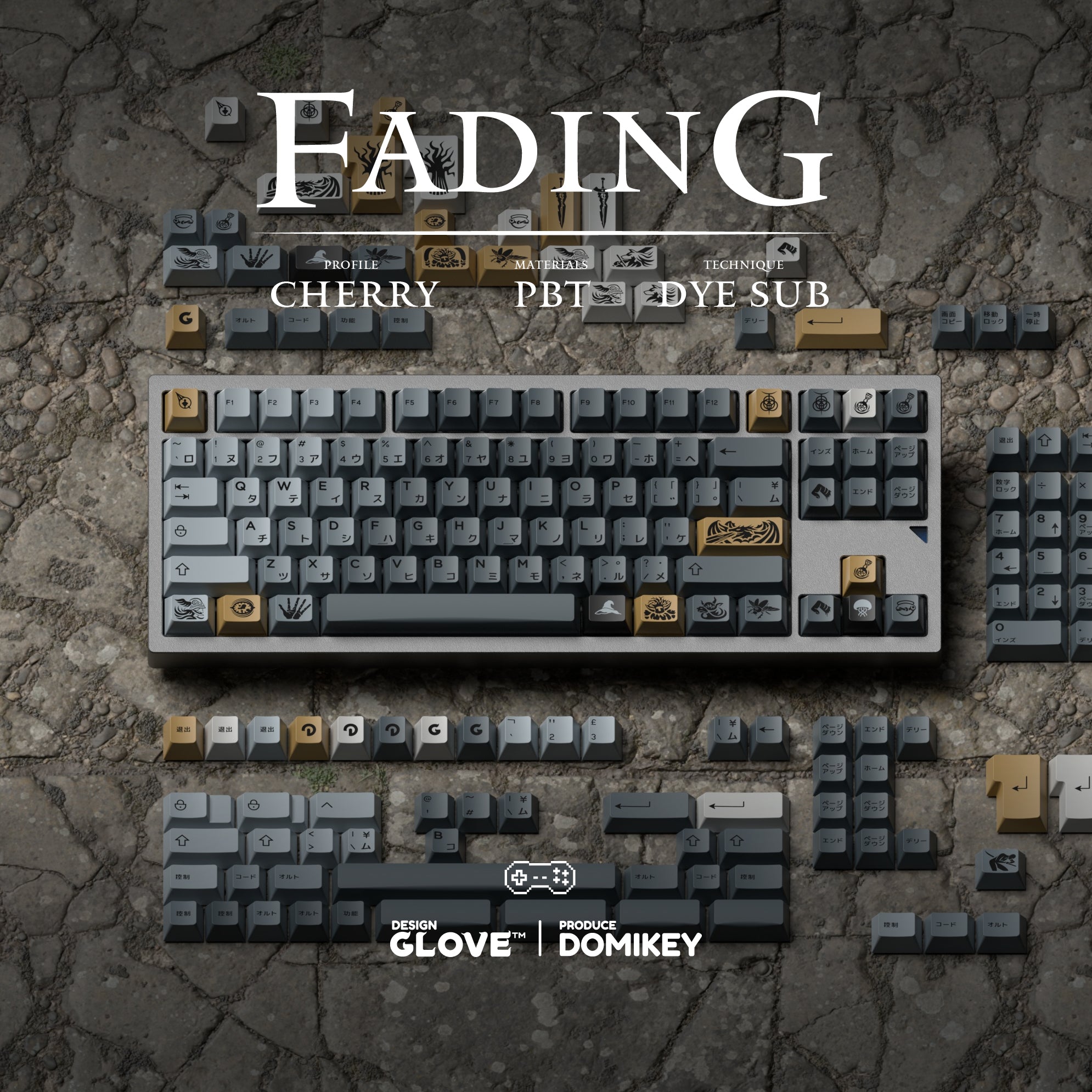 Domikey x GLOVE Fading Dye-sub Cherry profile keycaps